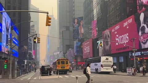 Wildfire Smoke in Manhattan Times Square... | Stock Video | Pond5