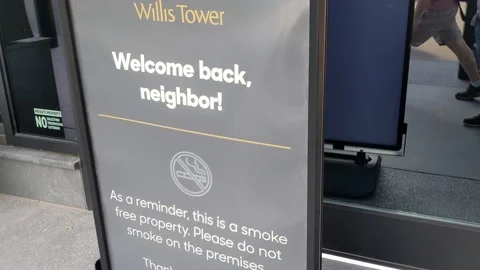 Willis Tower Welcome Back, Neighbor Sign... | Stock Video | Pond5