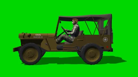 Willys Jeep drive animation on green scr... | Stock Video | Pond5