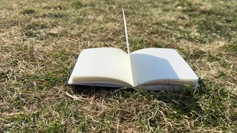Wind Flipping Notebook Pages on grass fi... | Stock Video | Pond5