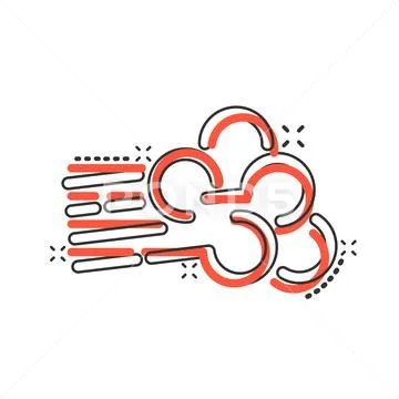 Wind icon in comic style. Air cartoon vector illustration on white ...