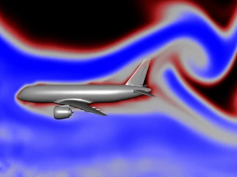 Wind tunnel air flow around airplane bod... | Stock Video | Pond5