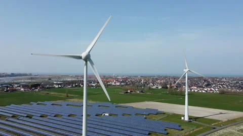 Wind turbine rotor blades spinning at so... | Stock Video | Pond5