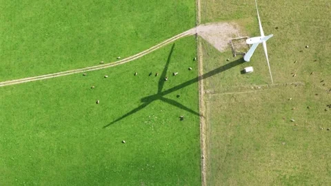 Wind turbine UK slow motion Overhead bir... | Stock Video | Pond5
