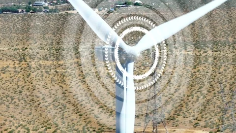 Wind turbine with VFX motion graphics ov... | Stock Video | Pond5