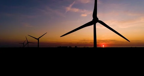 Wind Turbines, Beautiful Sunset - Friesl... | Stock Video | Pond5