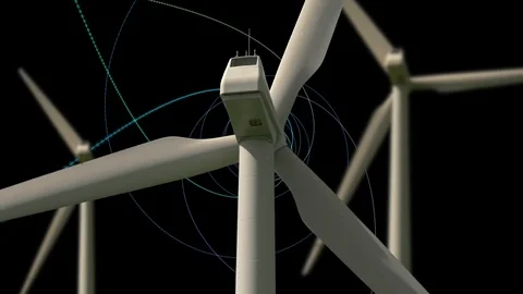 Wind turbines with circle and spiral ani... | Stock Video | Pond5