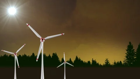 Wind turbines with the green screen back... | Stock Video | Pond5