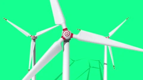 wind turbines spinning around isolated o... | Stock Video | Pond5