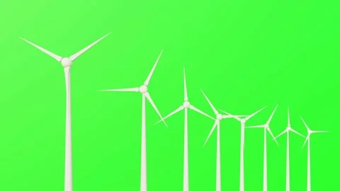 Wind Turbines working Animation 3D Rende... | Stock Video | Pond5