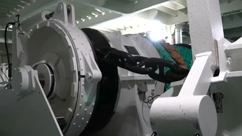Windlass. Winch winding anchor chain. An... | Stock Video | Pond5