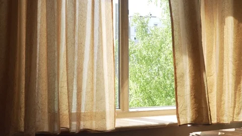 Window curtains moving on the wind | Stock Video | Pond5