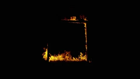 The window frame in the fire. Real windo... | Stock Video | Pond5