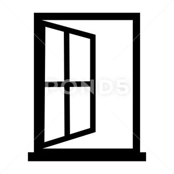 Window linear icon on white background. Window open sign. Window symbol ...