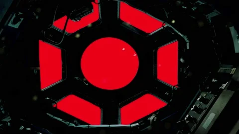 Window of a Spacecraft with Red Chroma K... | Stock Video | Pond5