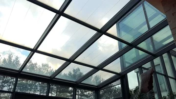 A windowed ceiling of a luxurious house | Stock Video | Pond5