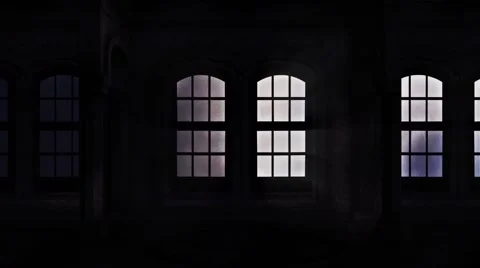 Windows of a Spooky Castle Showing a Lig... | Stock Video | Pond5