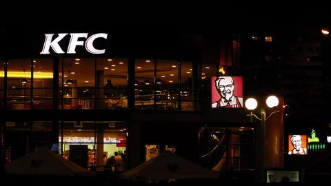 Windows of Two-Storey KFC Restaurant Wit... | Stock Video | Pond5