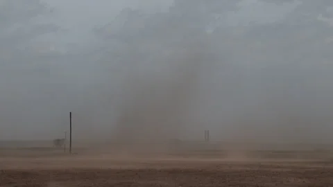 Winds of drought blowing dust with oil p... | Stock Video | Pond5
