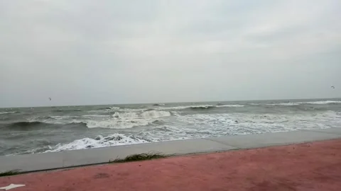 windy and wavy at seawall, Thailand | Stock Video | Pond5