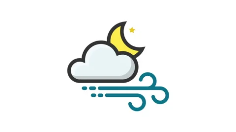 Windy night on white background, Weather... | Stock Video | Pond5