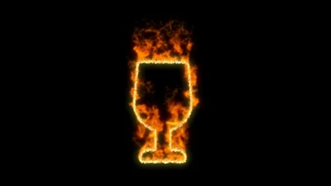 wine glass symbol inflames. Then disappe... | Stock Video | Pond5