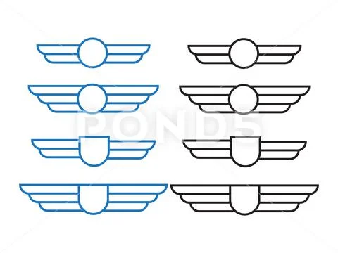Wing army emblems. Aviation badges, pilot labels icons: Graphic #134156865