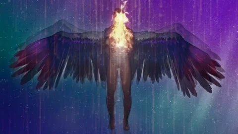 Winged Angel and Divine Fire | Stock Video | Pond5