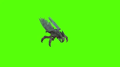 Winged Monster Jump Attack Forward Green... | Stock Video | Pond5