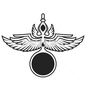 Winged spiritually sign template. Design element for emblem, bad ...
