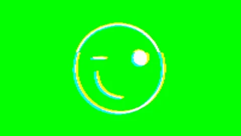 Winking emoticon with glitch effect on g... | Stock Video | Pond5