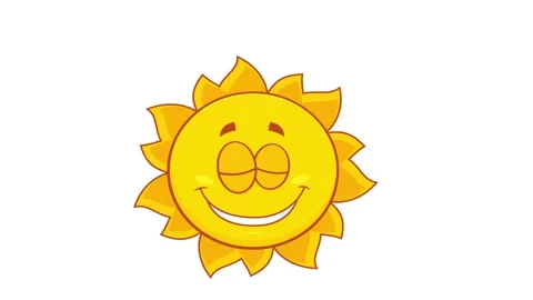 Winking Yellow Sun Cartoon Character | Stock Video | Pond5