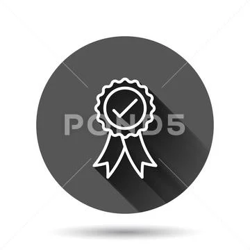 Winner with check mark icon in flat style. Rosette award vector ...