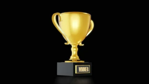 Winner Trophy seamless Loop on black bac... | Stock Video | Pond5
