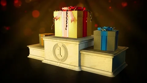 winners award podium with surprise gift ... | Stock Video | Pond5