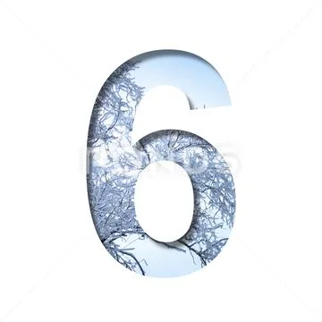 Winter digits. Digit six, 6 cut out of paper on the background of the ...