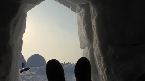 Winter dwelling of Eskimos. Igloo. Eskim... | Stock Video | Pond5