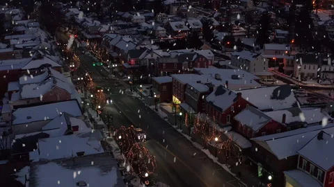 Winter snow at night. Evening aerial of ... | Stock Video | Pond5