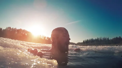 Winter swim, loop. Loopable clip of the ... | Stock Video | Pond5