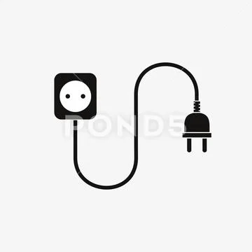 Wire plug and socket - vector illustration. Illustration #73521320