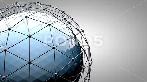Wireframe connecting sphere. Connection lines around earth globe. The ...