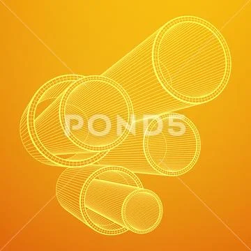 Wireframe metallurgy round tubes Illustration #87941460