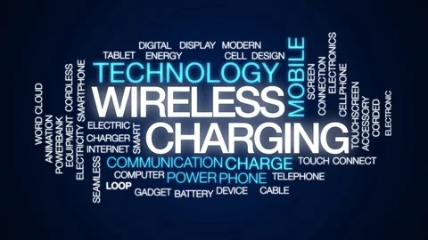 Wireless charging animated word cloud. K... | Stock Video | Pond5