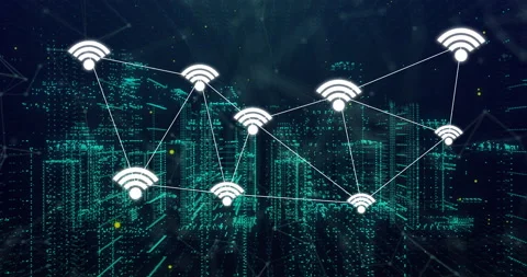 Wireless smart sensor icon on Smart city... | Stock Video | Pond5