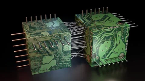 Wires grow from and connecting microcomp... | Stock Video | Pond5