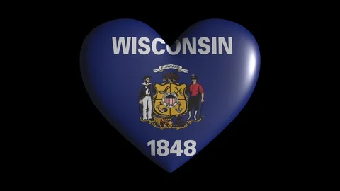 Wisconsin heart pulsate isolate on trans... | Stock Video | Pond5