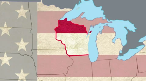 Wisconsin pull out, smooth USA map, all ... | Stock Video | Pond5