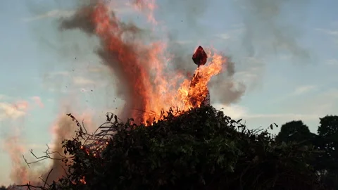 Witch burning at the stake. Solstice day... | Stock Video | Pond5
