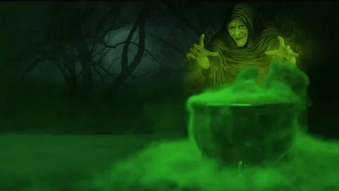 Witch Over Cauldron in the Forest 4K Loo... | Stock Video | Pond5
