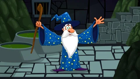 Wizard Cartoon Character With A Cane Cas... | Stock Video | Pond5